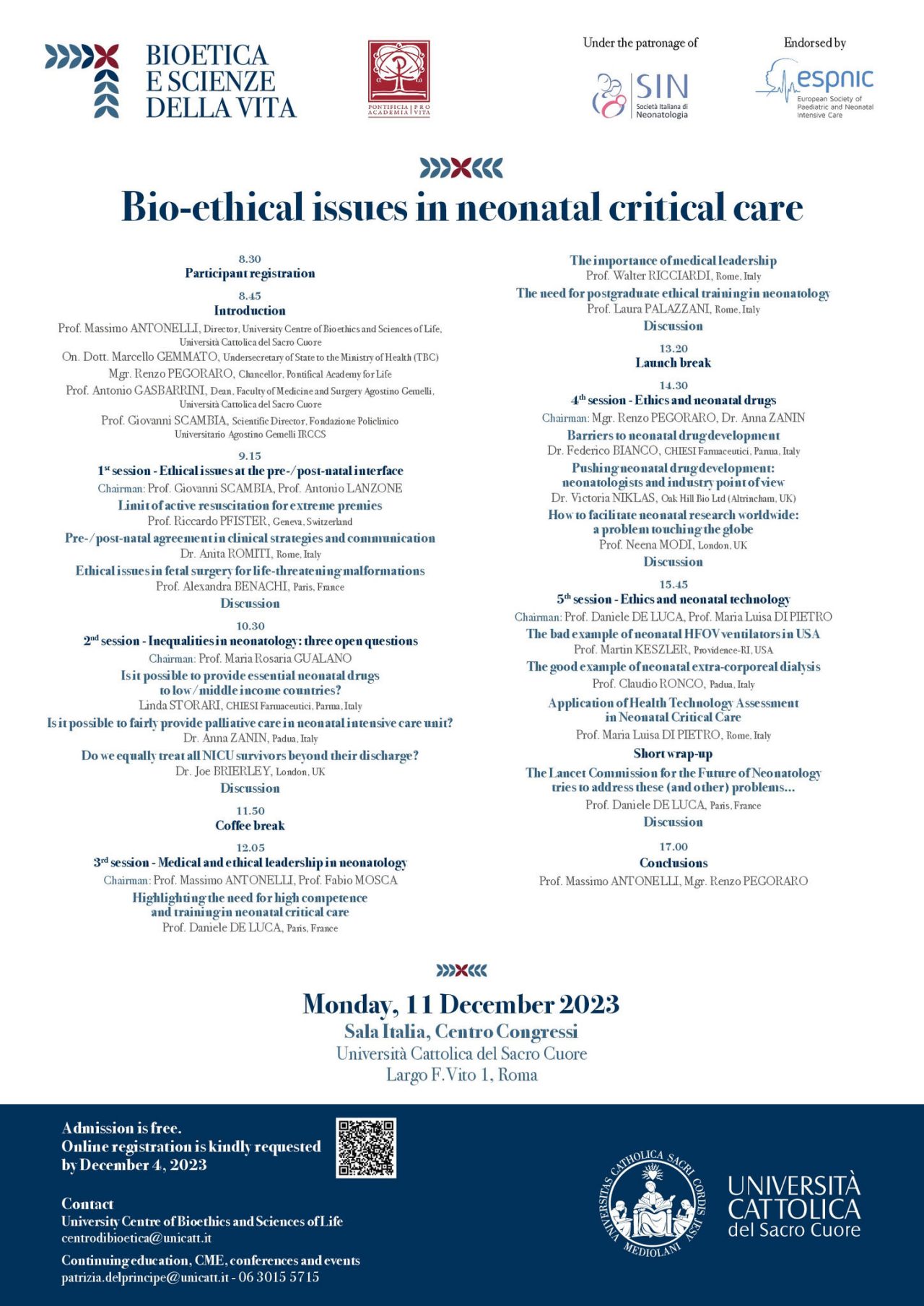 Bio-ethical issues in neonatal critical care - Roma | Università Cattolica